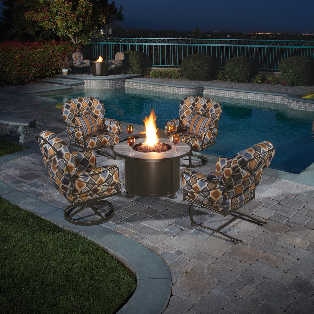 Santorini 42" Round Chat Height Fire Pit | OW Lee at ForPatio.com