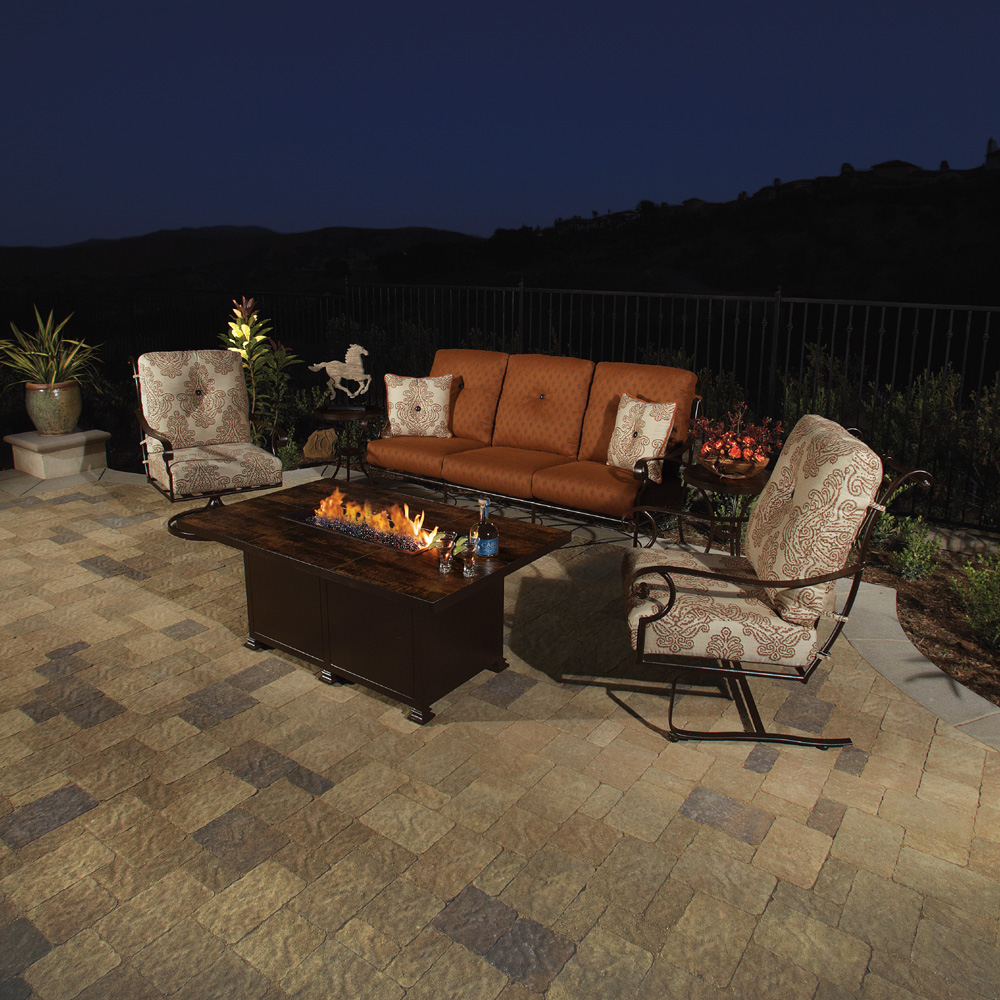 Santorini Rectangle Chat Height Fire Pit - 30" x 50" | OW Lee at ...