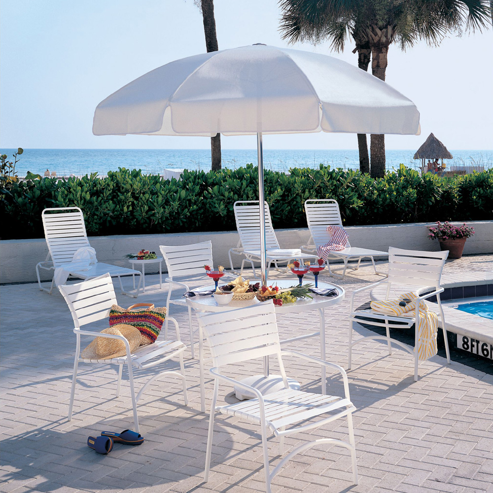 Alternating Panels Aluminum 7.5' Market Umbrella with Push Button Tilt ...