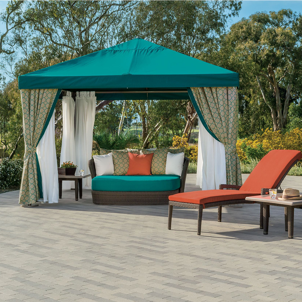 10' x 10' Square Cabana with Fabric Curtains | Tropitone at ForPatio.com